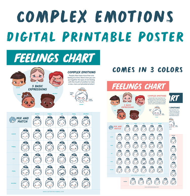 Complex Emotions & Feelings Chart - Poster – Carlianne Creates